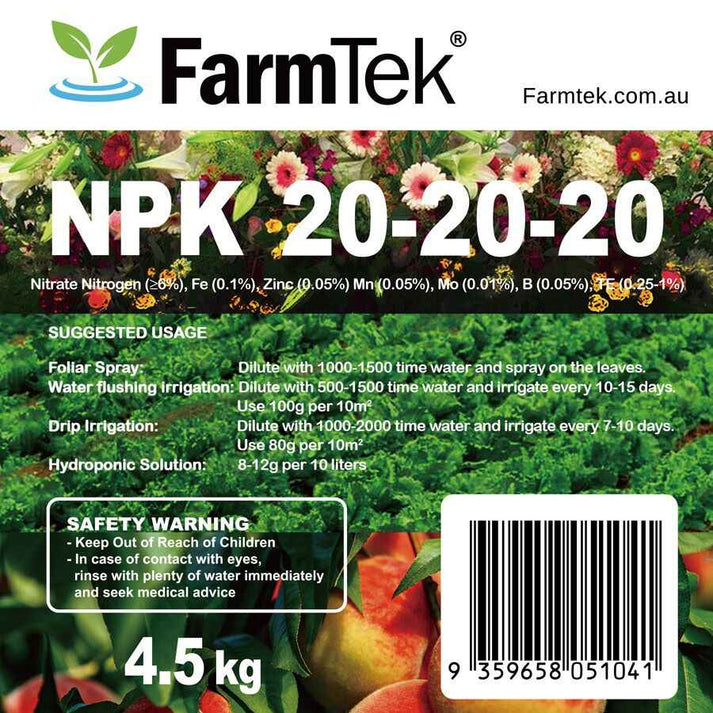 Farmtek NPK Fertilizer 20-20-20 TE Commercial 100% Soluble ...