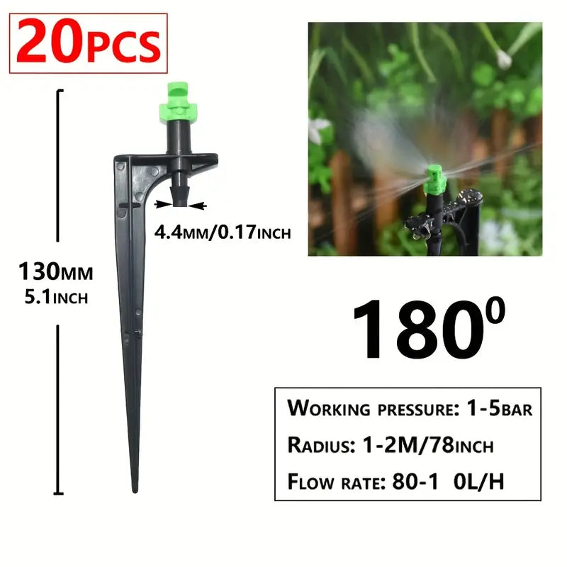 20pcs 180 Degree Micro Misting Nozzle With 11cm Stake 1/4'' Barb ...